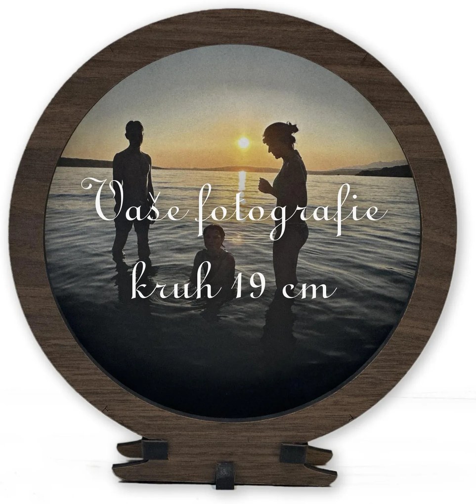 Li-Go Foto rámeček "Kruh" 20x22cm bez podsvícení/s podsvícením provedení povrchu: ořech, varianta foto rámečku: s podsvícením napájení z baterie/powerbanky