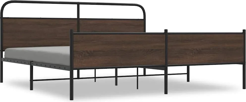 Kovový rám postele bez matrace hnědý dub 183 x 213 cm 3318711