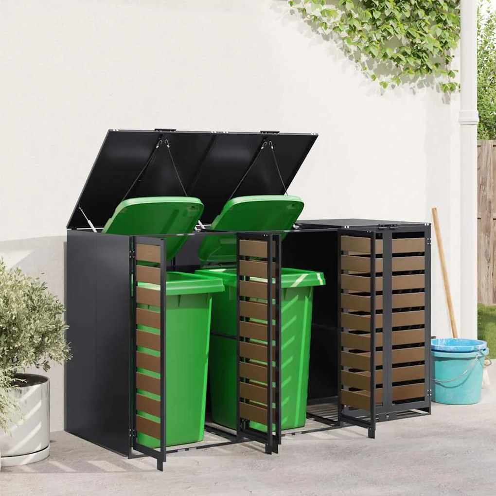 Úložný box na 3 popelnice Ocel Antracit 3394769