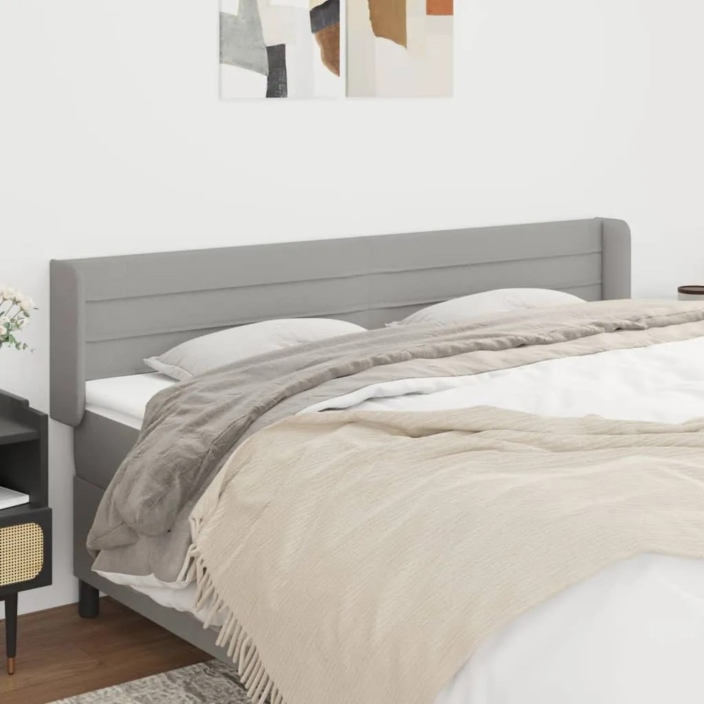 Čelo postele typu ušák světle šedé 163x16x78/88 cm textil 3118914