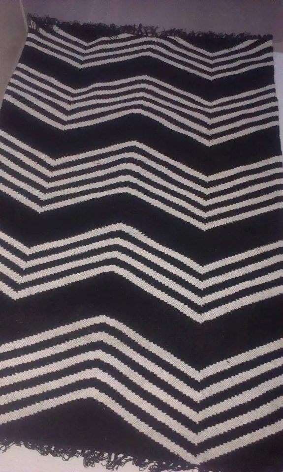 Bighome - Jeff Banks Kilim Modern koberec 120x180cm Zig Zag - černá/béžová