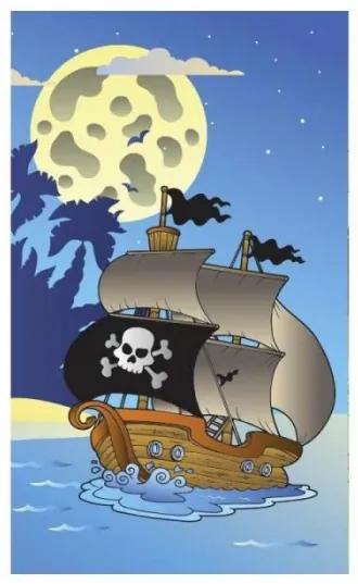 DIMEX | Dětská vliesová fototapeta na zeď Pirátská loď MS-2-0335  | 150 x 250 cm | modrá, žlutá, černá