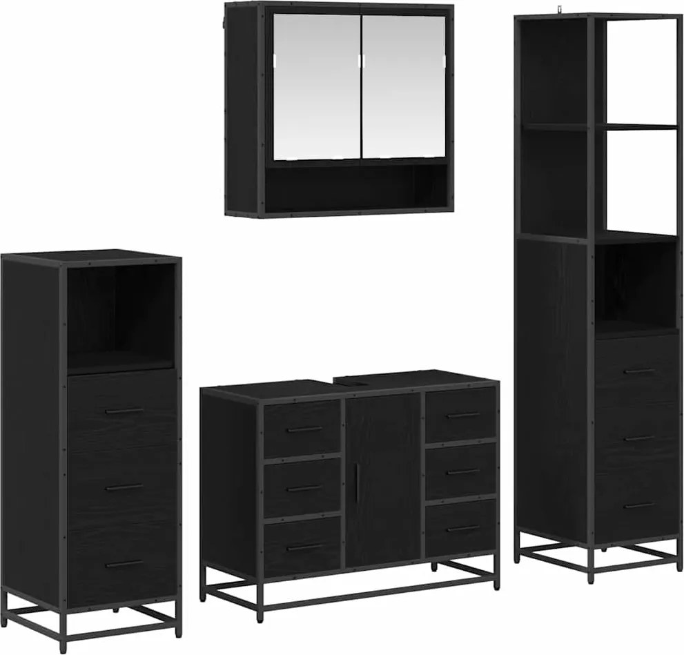 Sada koupelnového nábytku 4 ks Černý dub 80 x 33 x 60 cm 3402464