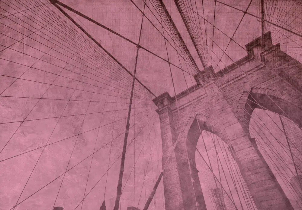 Fototapeta Brooklyn Bridge Grunge Pink Hladký vinyl 104x70.5