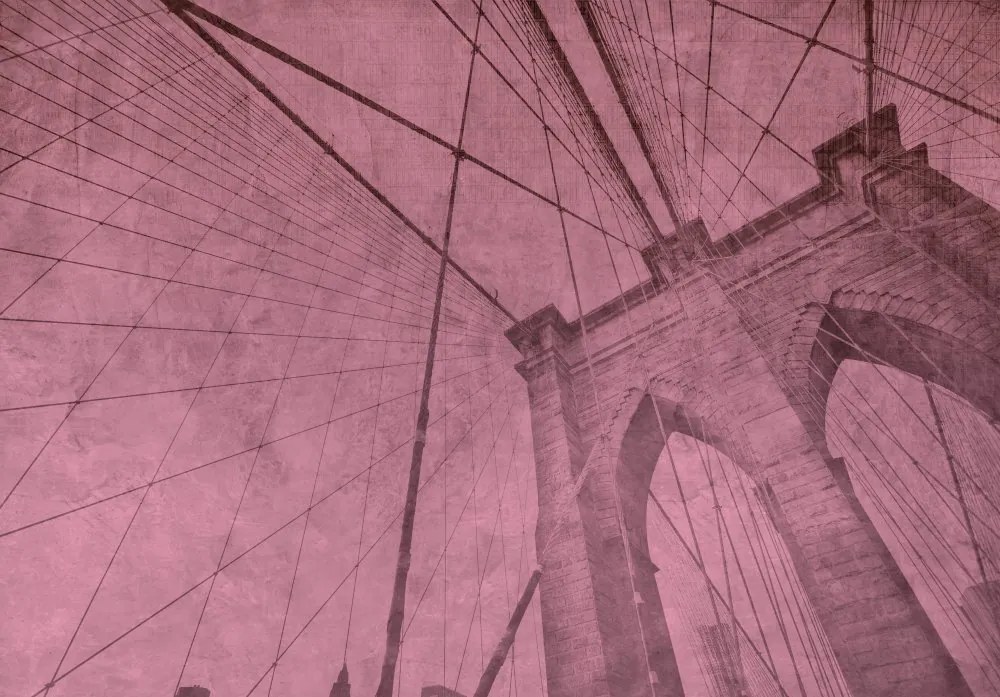 Fototapeta Brooklyn Bridge Grunge Pink Hladký vinyl 208x146
