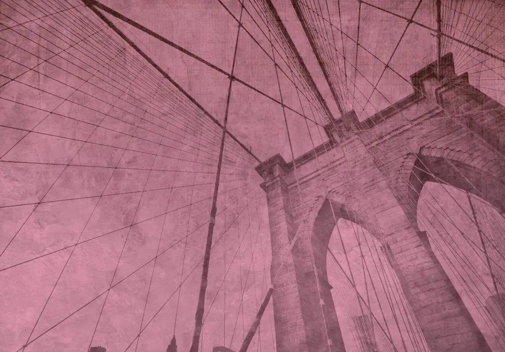 Fototapeta Brooklyn Bridge Grunge Pink Hladký vinyl 368x254