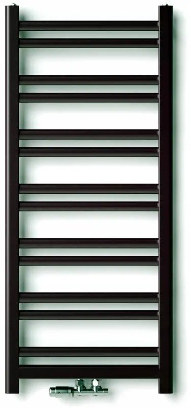 Regnis Retro, topné těleso 440x1650mm se středovým připojením 50mm, 686W, černá matná, RETRO165/40/D5/BLACK