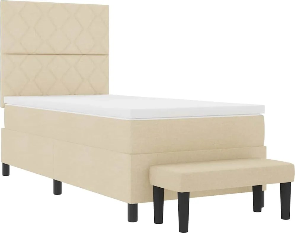 Postel s boxspringem s čelo Krémová 90 x 190 cm textil 3344112