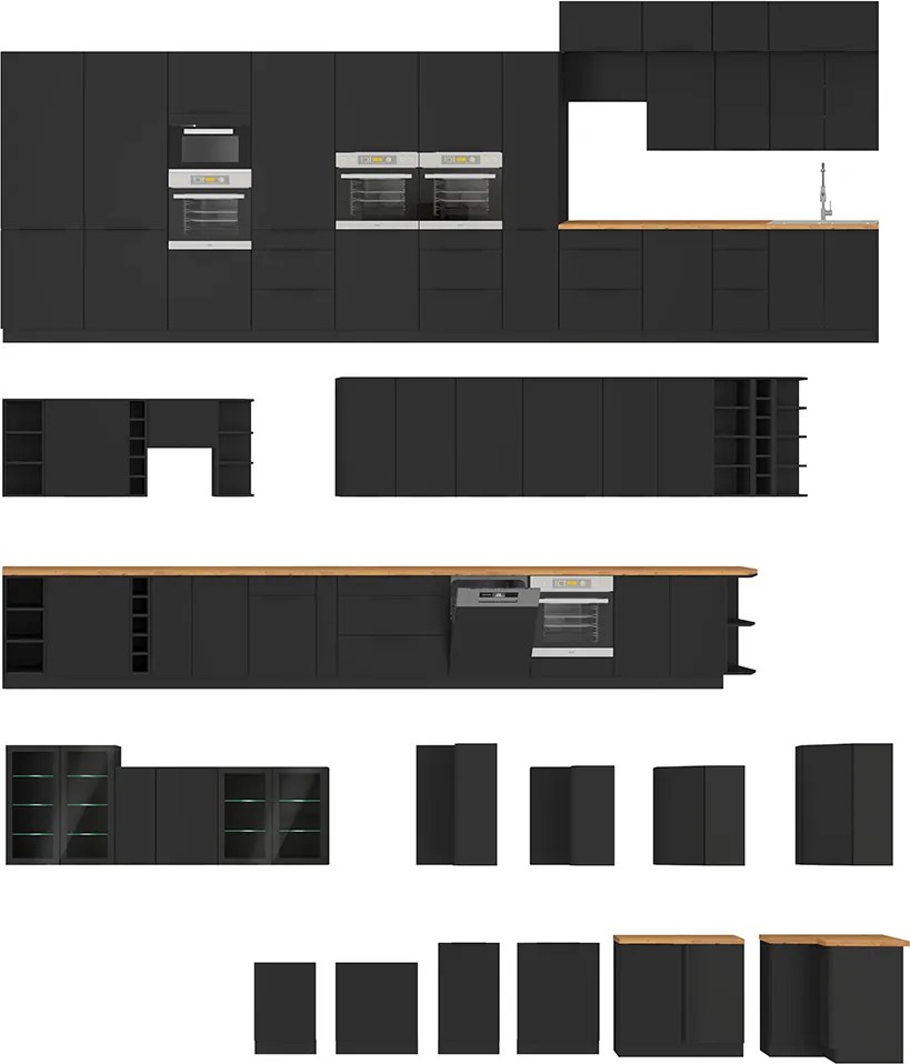SIENA | horní skříňka 50 G-108 1F s policemi | 50 cm | UNI dvířka | EXTRA VYSOKÁ | černá