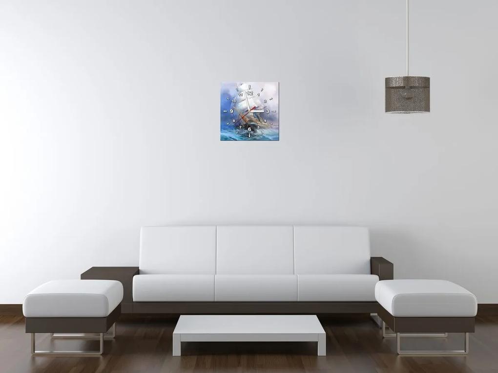Gario Obraz s hodinami Plachetnice na rozbouřeném moři Rozměry: 30 x 30 cm