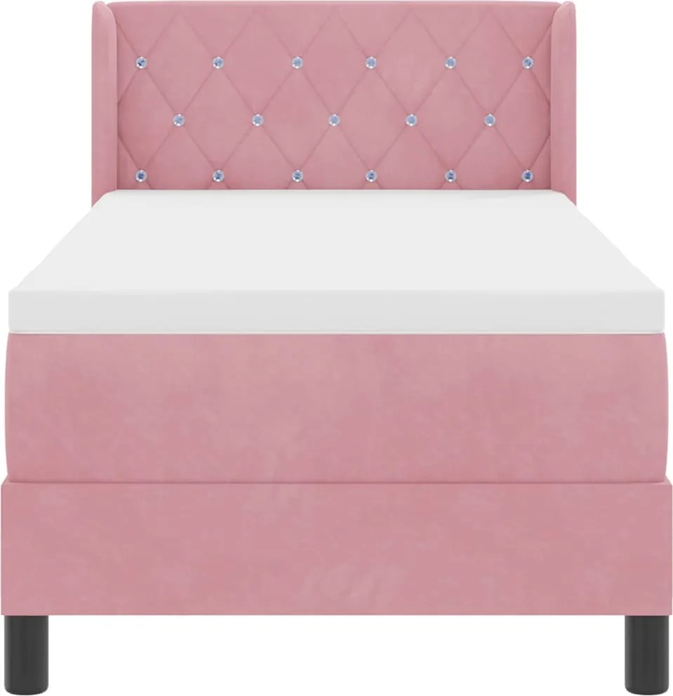 Postel s boxspringem s čelo Růžová 200 x 80 cm samet 3341389