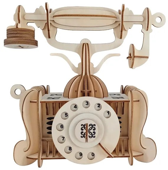 Woodcraft Dřevěné 3D puzzle Starý telefon