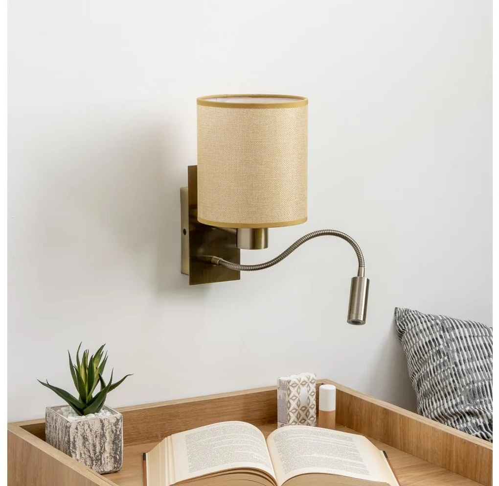 Brilagi - LED Nástěnná lampa NUBILA 1xE27/25W/230V+LED/3W mosaz/světle hnědá BG1557+BG1584