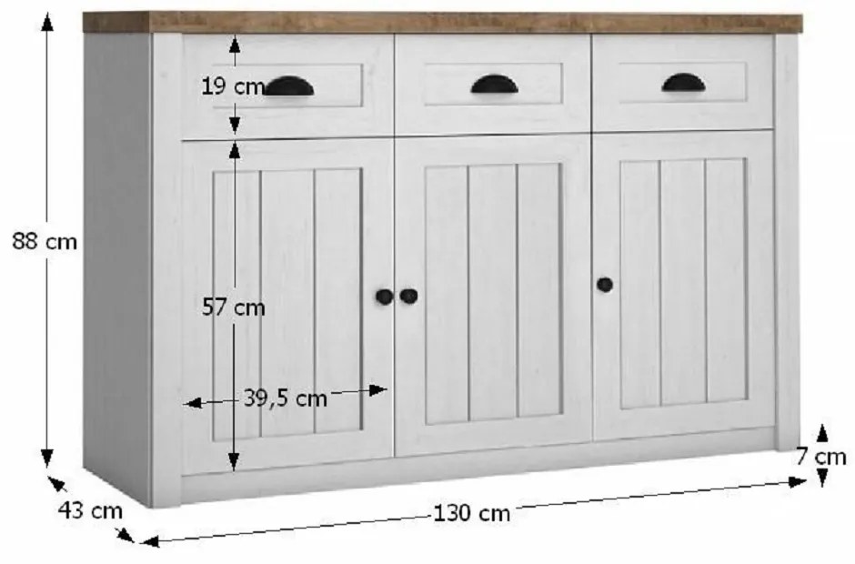 Kondela Komoda, DTD laminovaná, sosna Andersen / dub lefkas, PROVANCE K3SP
