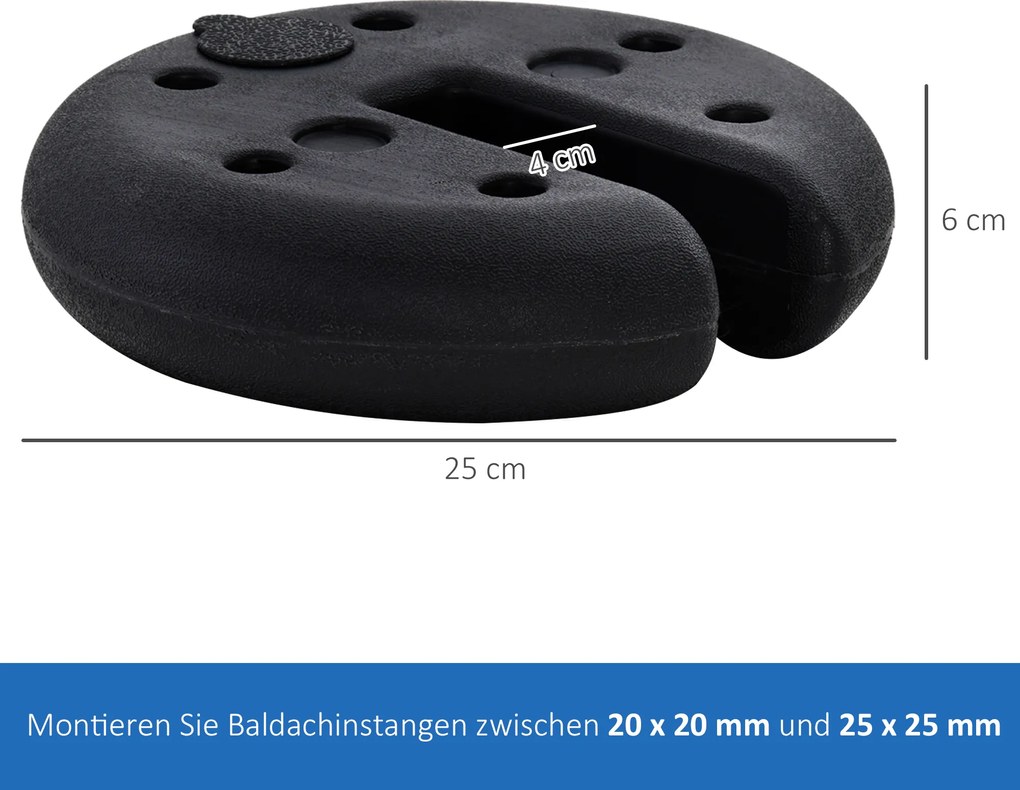 Outsunny HOMCOM zátěžový párty stan pavilon plnitelný do 5 kg z HDPE plastu černé barvy Ø25x6cm pro stabilní upevnění stanu | Aosom.de