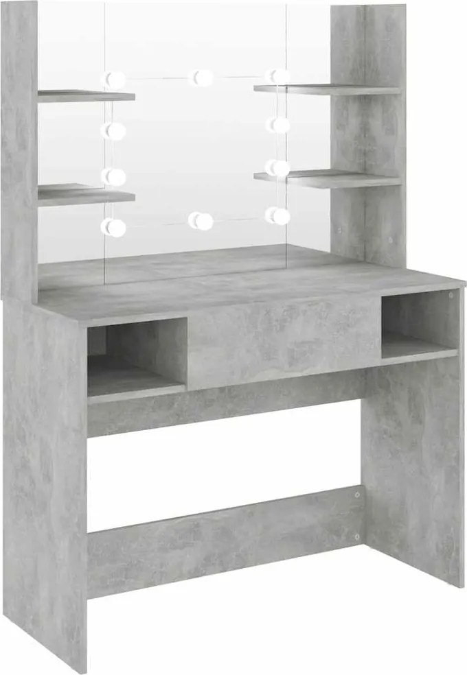 Kosmetický stolek s LED světly 100x40x135 cm MDF betonově šedý 331544
