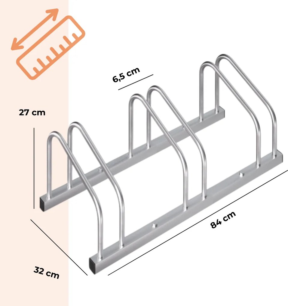 Stojan na 3 kola BIKE, 84x32x27cm, stříbrná Monzana