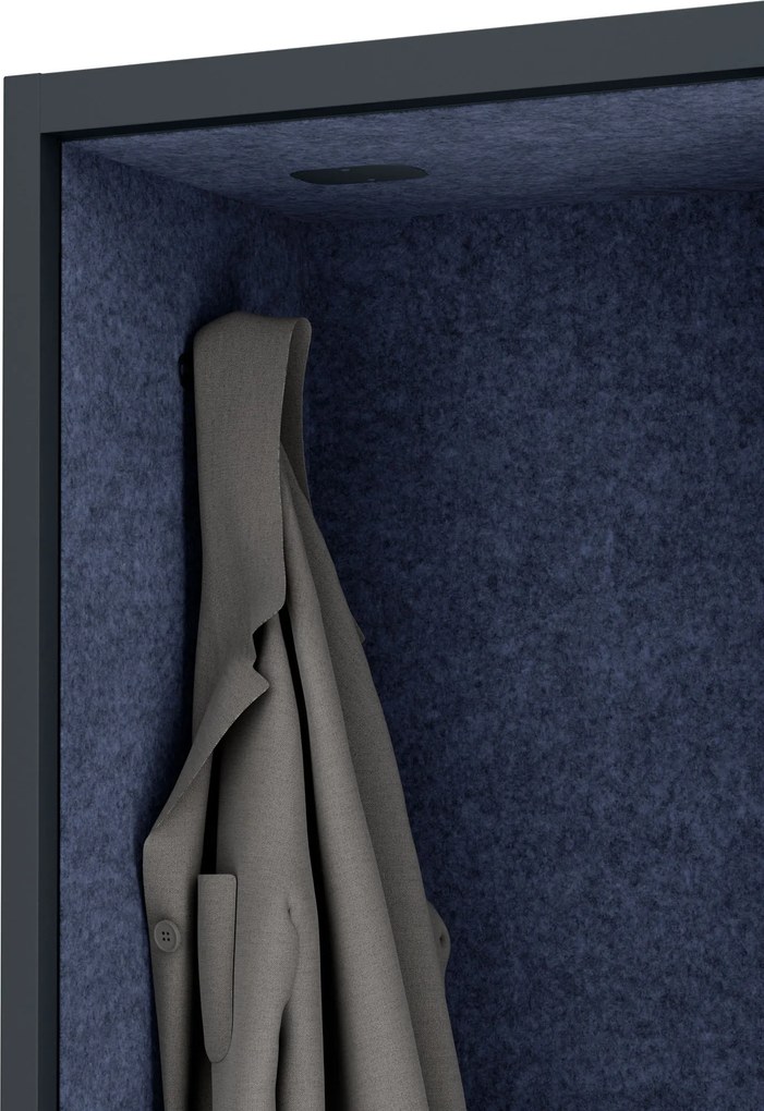 Skříň se sedákem a zónou ticha SALLY MentalBox, antracitová konstrukce, tmavěmodrý sedák, 1850 x 600 x 400 mm