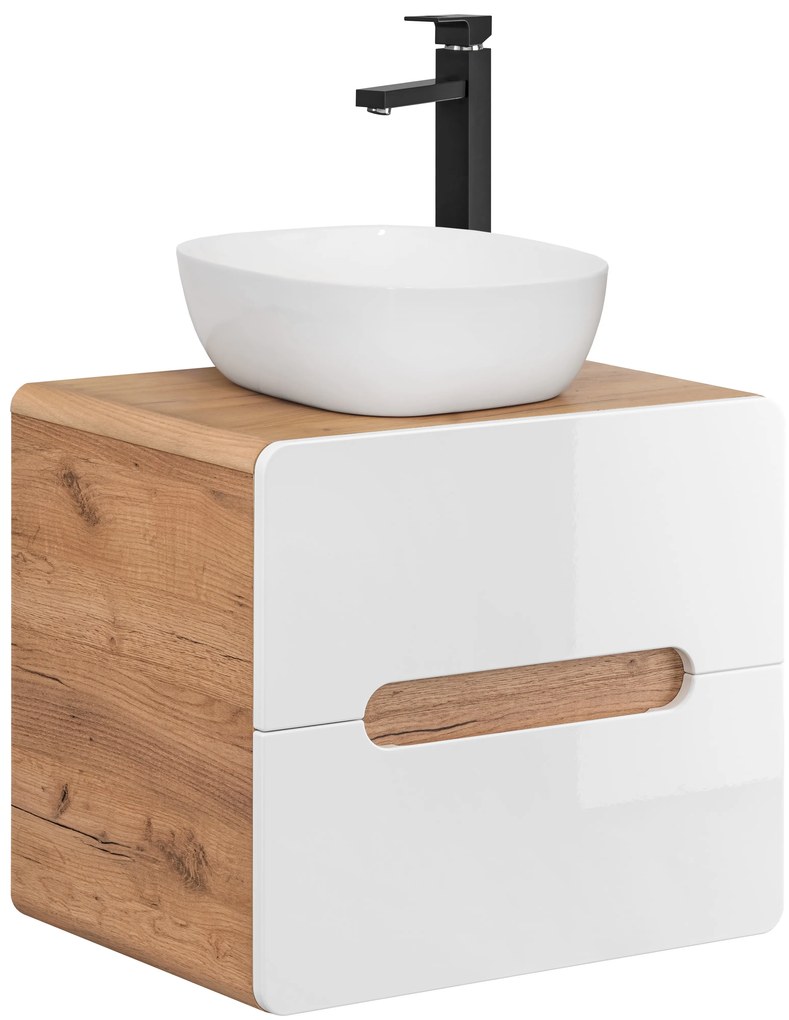 Koupelnová závěsná skříňka pod umyvadlo na desku BÁRA 60 cm
