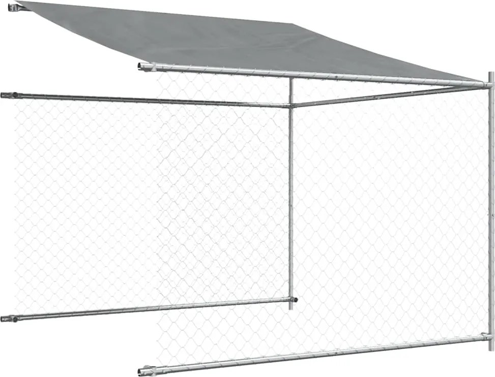 Klec pro psy se střechou a dvířky šedá 6x2x2 m pozinkovaná ocel 3209569