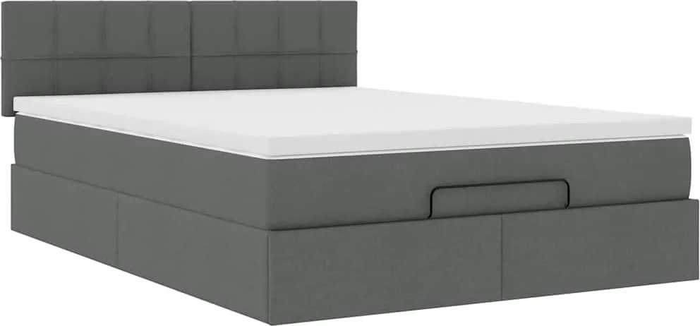 Osmanská postel s matrací & LED diody Tmavě šedá 140x190 cm 3312306