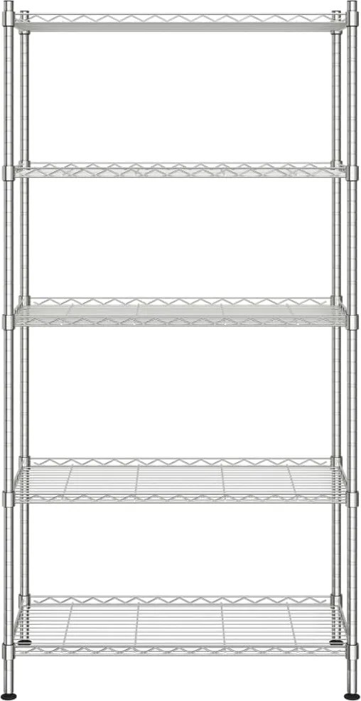 Úložný regál 5 polic 90 x 35 x 180 cm chromovaný 250 kg 324623