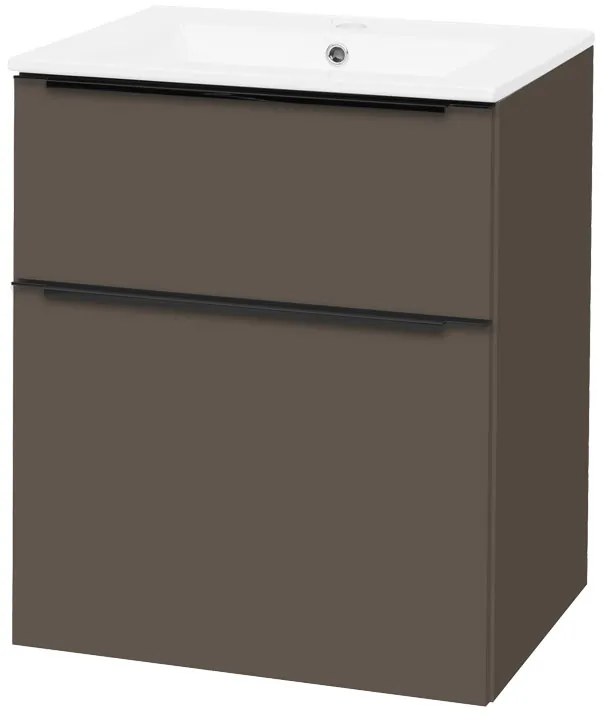 Mereo Mereo, Mailo, koupelnová skříňka s keramickým umyvadlem 61 cm, bílá, dub, antracit, CN560B