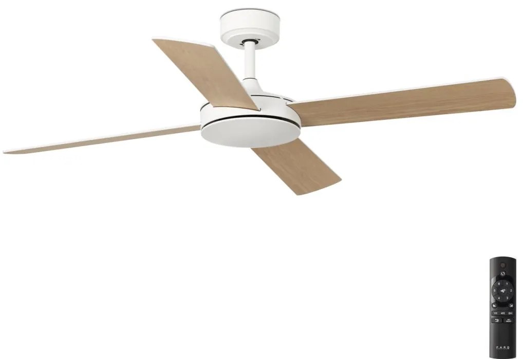 FARO Barcelona FARO 33350DC-Stropní ventilátor MALLORCA L bílá/hnědá pr.132 cm+dálkové ovládání 33350DC
