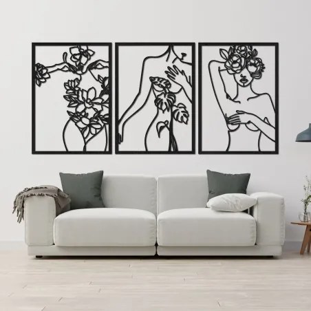Třídílná nástěnná dekorace ženy – Moderní art umění | SENTOP HDF0480