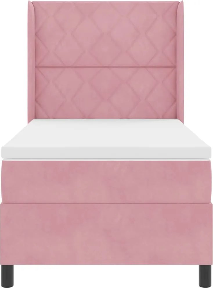 Postel s boxspringem s čelo Růžová 90 x 200 cm samet 3342049