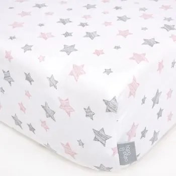 Prostěradlo 100% bavlna jersey 120 x 60 cm Pink stars