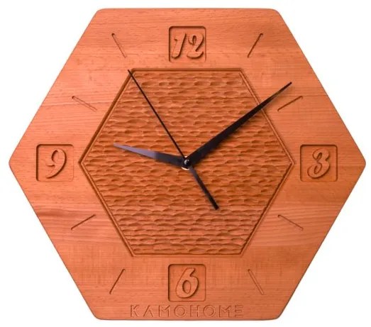 Kamohome Dřevěné nástěnné hodiny PHOENIX Velikost: 32x36 cm, Materiál: Ořech americký