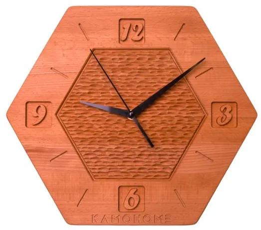 Kamohome Dřevěné nástěnné hodiny PHOENIX Velikost: 32x36 cm, Materiál: Ořech evropský