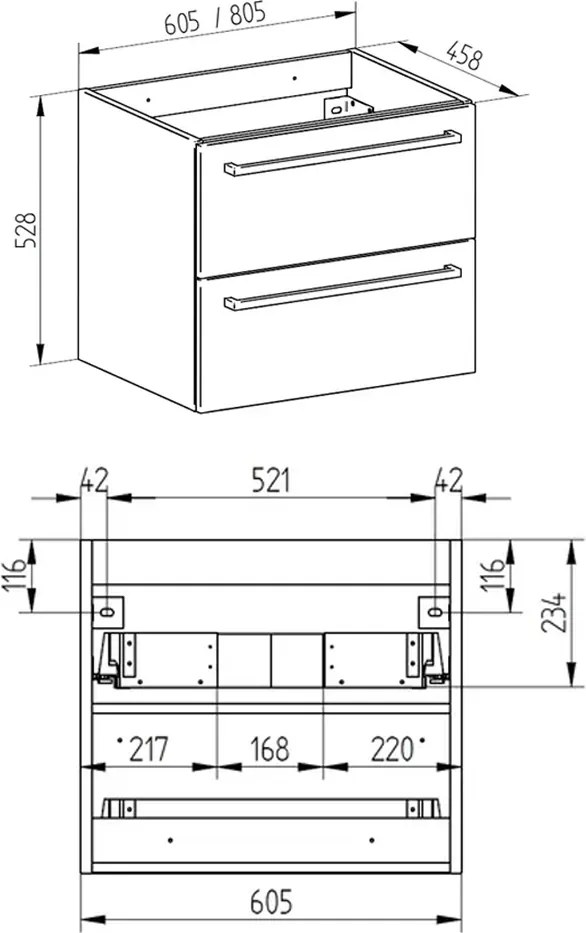 Mereo Mereo, Bino, koupelnová skříňka s umyvadlem z litého mramoru 81 cm, bílá, dub, CN661M
