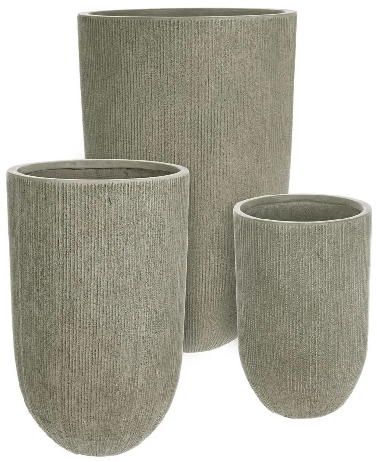 BIZZOTTO set 3 kulatých květináčů BRUSH zelená 0790583