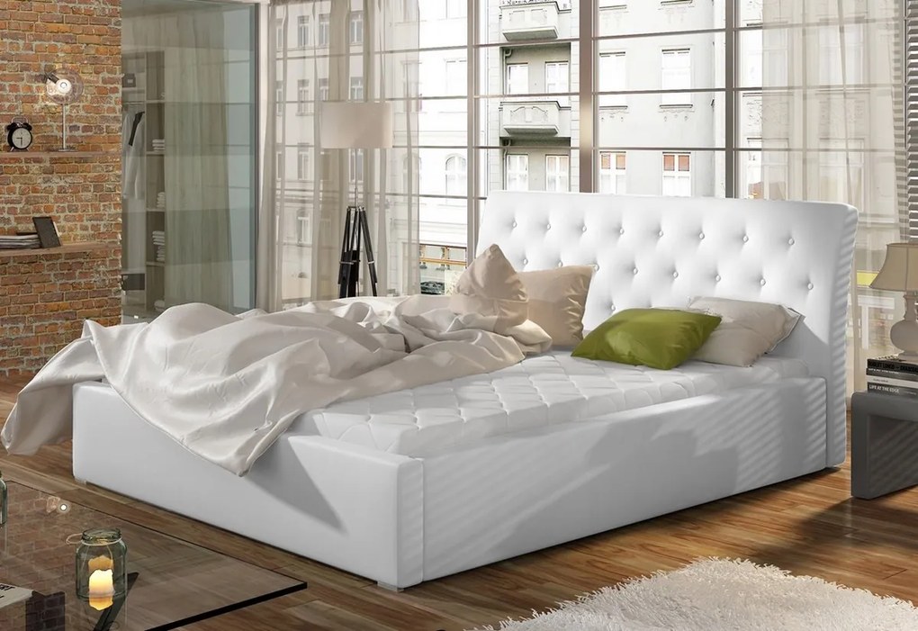 Manželská postel NEAPOL + rošt + matrace DE LUX, 200x200, soft 17