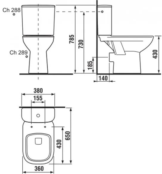 Jika Deep WC kombi, vodorovný odpad, spodní napouštění H8266160002811