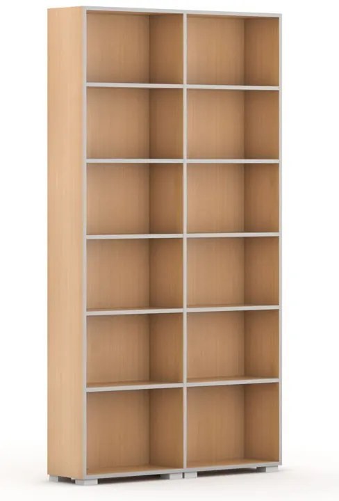 Knihovna SILVER LINE, 2 sloupce, 2230 x 1200 x 400 mm, buk