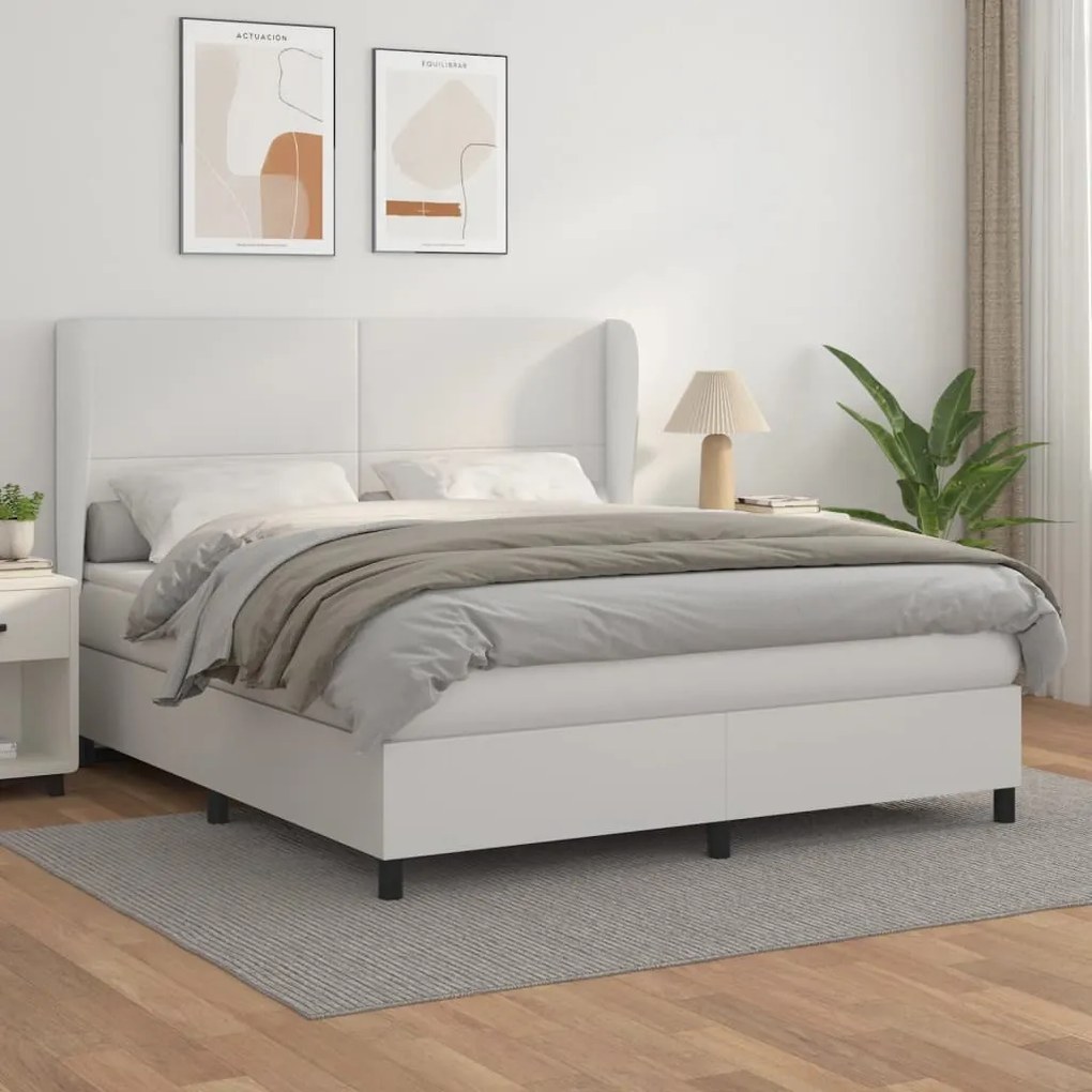Box spring postel s matrací bílá 180x200 cm umělá kůže 3128926