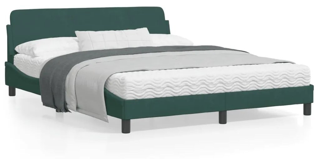 Rám postele s čelem tmavě zelený 160x200 cm samet - Default Title