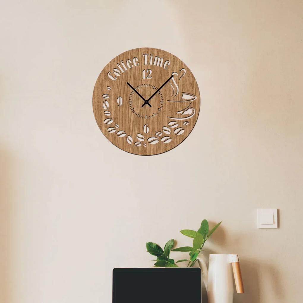 dřevo života Nástěnné hodiny COFFEE TIME Barevný vzor: Ořech, Velikost hodin: 35x35