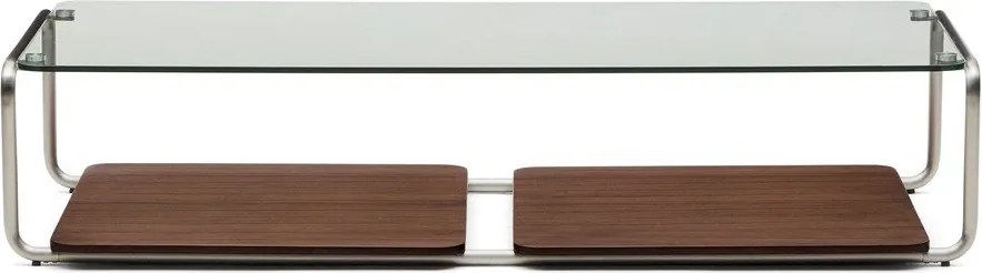 Tmavě hnědý konferenční stolek se skleněnou deskou 60x140 cm Tarsel – Kave Home