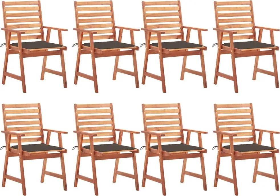vidaXL Zahradní jídelní židle 8 ks s poduškami masivní akáciové dřevo [3078378] Barva: Modrá