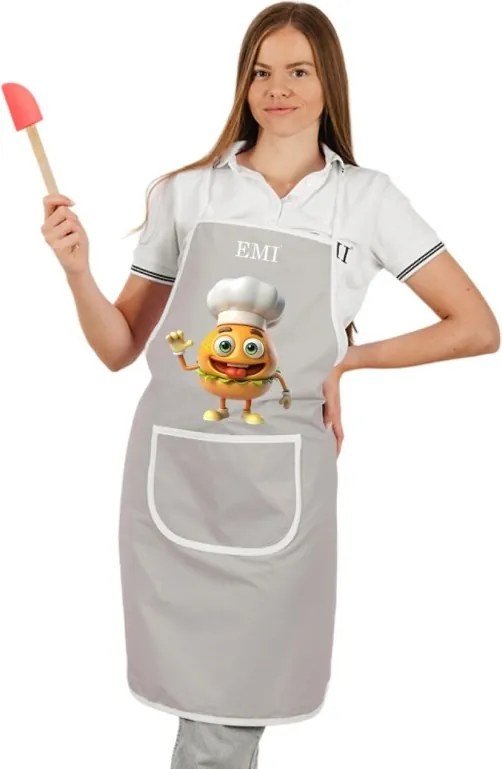 Kuchyňská zástěra Burger EMI, šedá