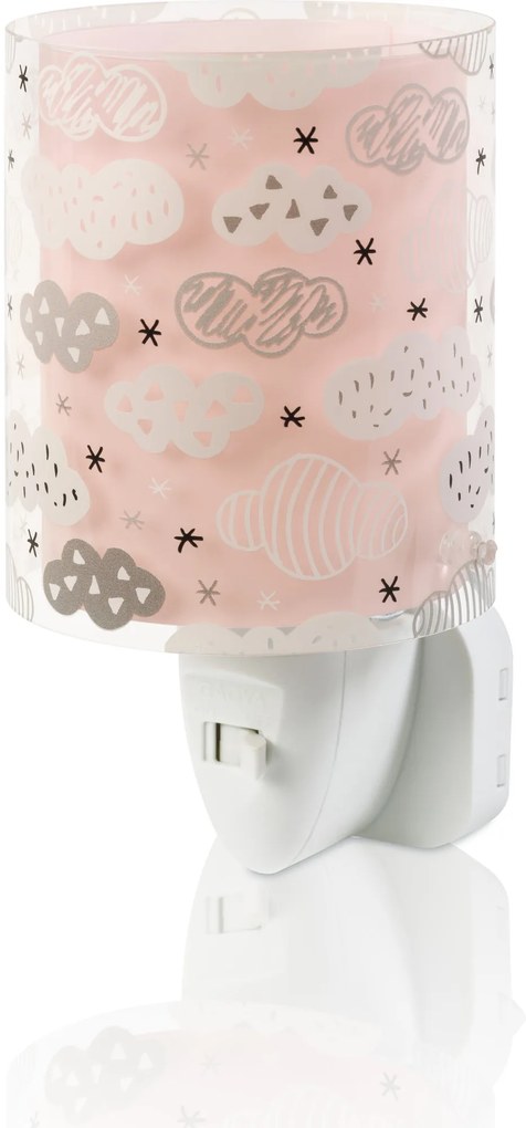 Dalber 41415S CLOUDS pink - Dětská noční lampička do zásuvky v růžové barvě