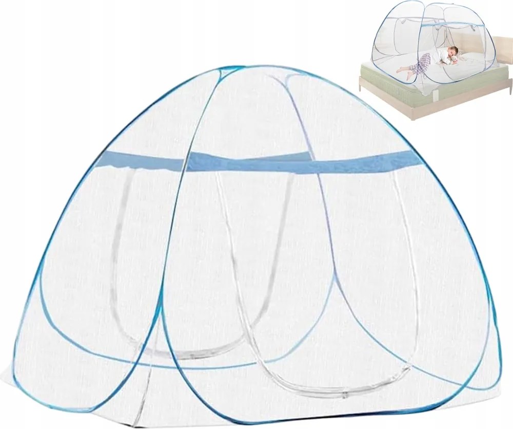 Moskytiéra Na Postel S Síťkou Proti Komárům S Dvojitými Dveřmi, Přenosná