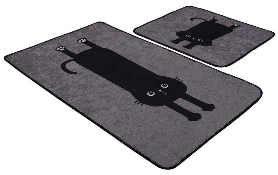Černo-šedé koupelnové předložky v sadě 2 ks 60x100 cm Comfort – Foutastic