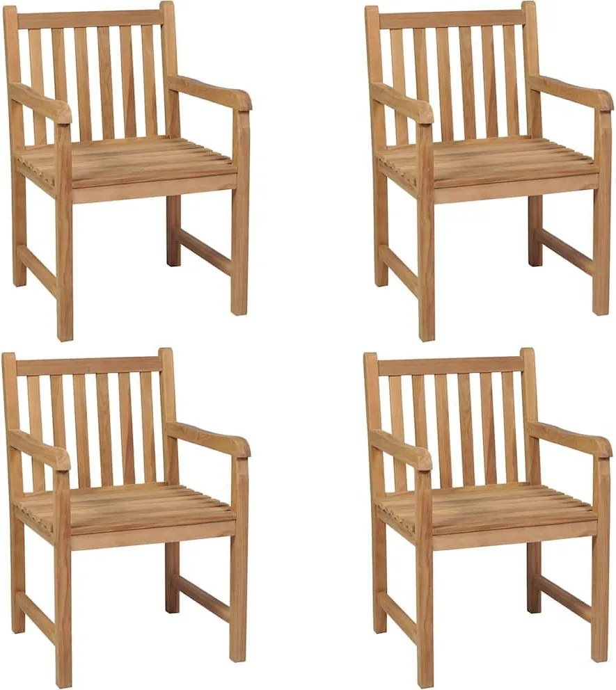 Zahradní židle 4 ks krémově bílé podušky masivní teak 3073021