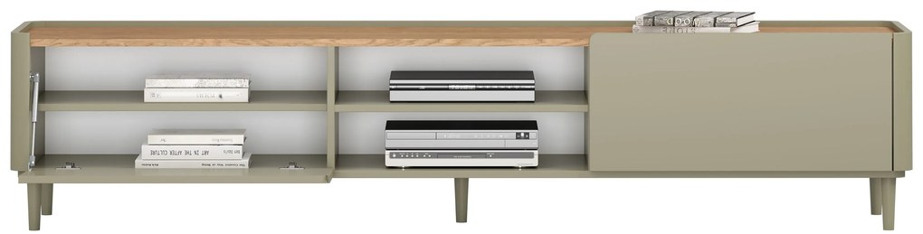 TV stolek Elivo 220 cm na nožkách - eukalyptus / dub baltic dune