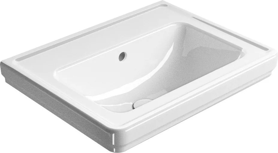 GSI Classic obdélníkové umyvadlo 60 x 46 cm bez otvoru pro baterii s přepadem keramické bílá ExtraGlaze 8731011